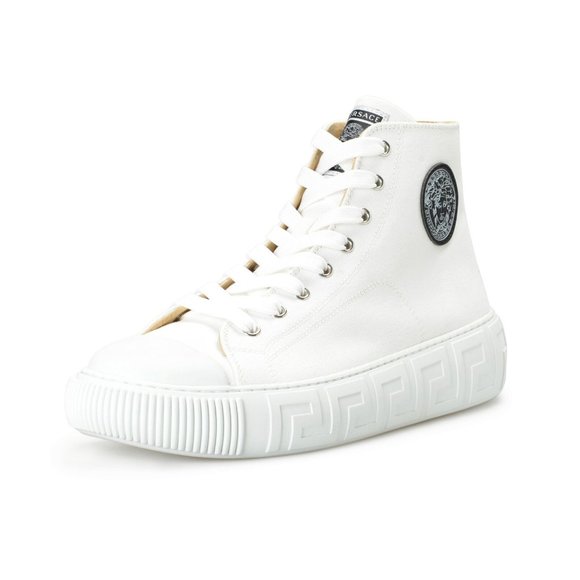 Versace | Shoes | Versace Mens White Canvas High Top Fashion Sneakers ...